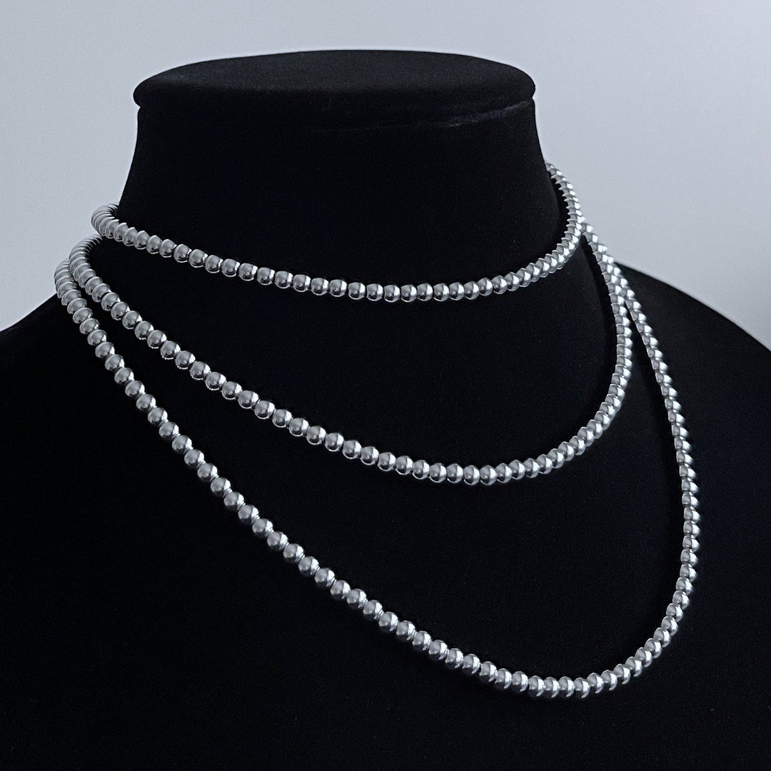 Mini Beaded Ball Chain Choker: Stainless Steel Layering Necklace - Etsy
