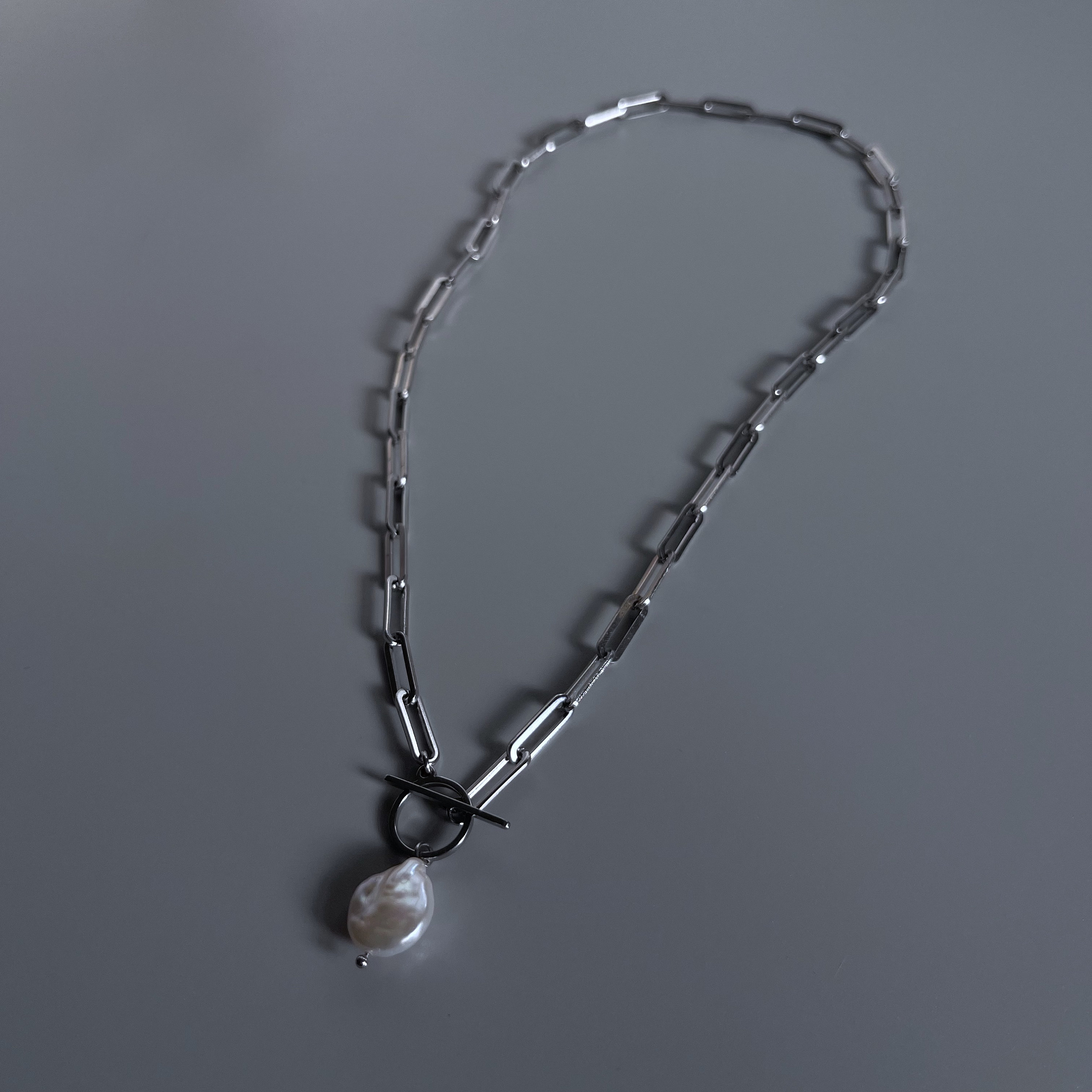 Freshwater Pearl Toggle Paperclip Chain Link Necklace Choker - Etsy