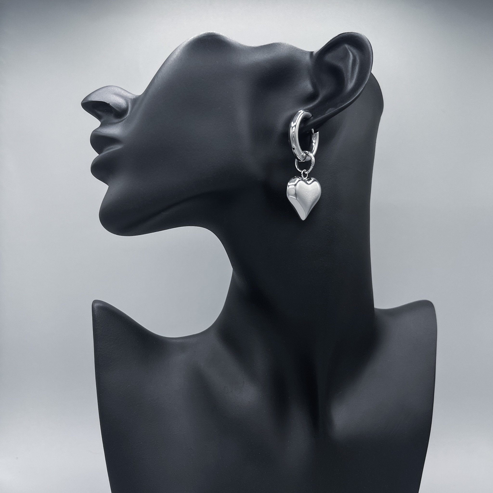 XL Puffed Heart Silver Stainless Steel Thick Puffy 3D Hoop - Etsy