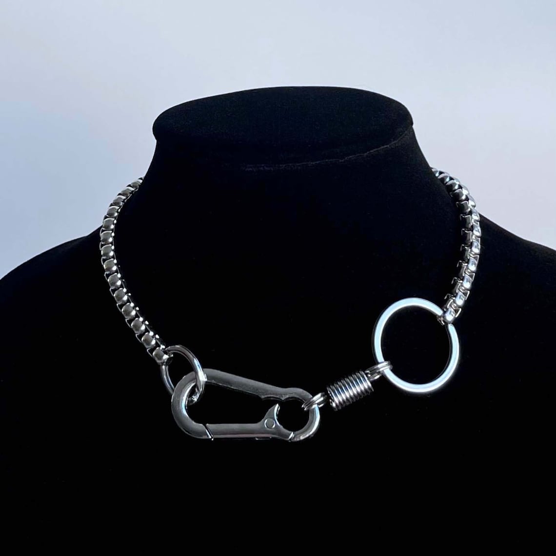 Clasp Box Chain Choker Necklace Solid Stainless Steel Silver - Etsy