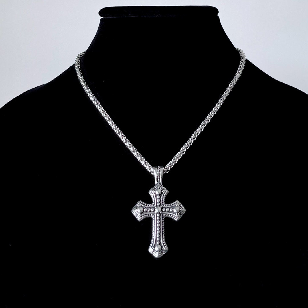 Chunky Gothic Cross Necklace: Stainless Steel Chain, Handmade Y2K ...