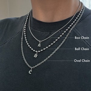 Mini Blob Letter Initial Necklace Custom Chain Silver Stainless Steel ...