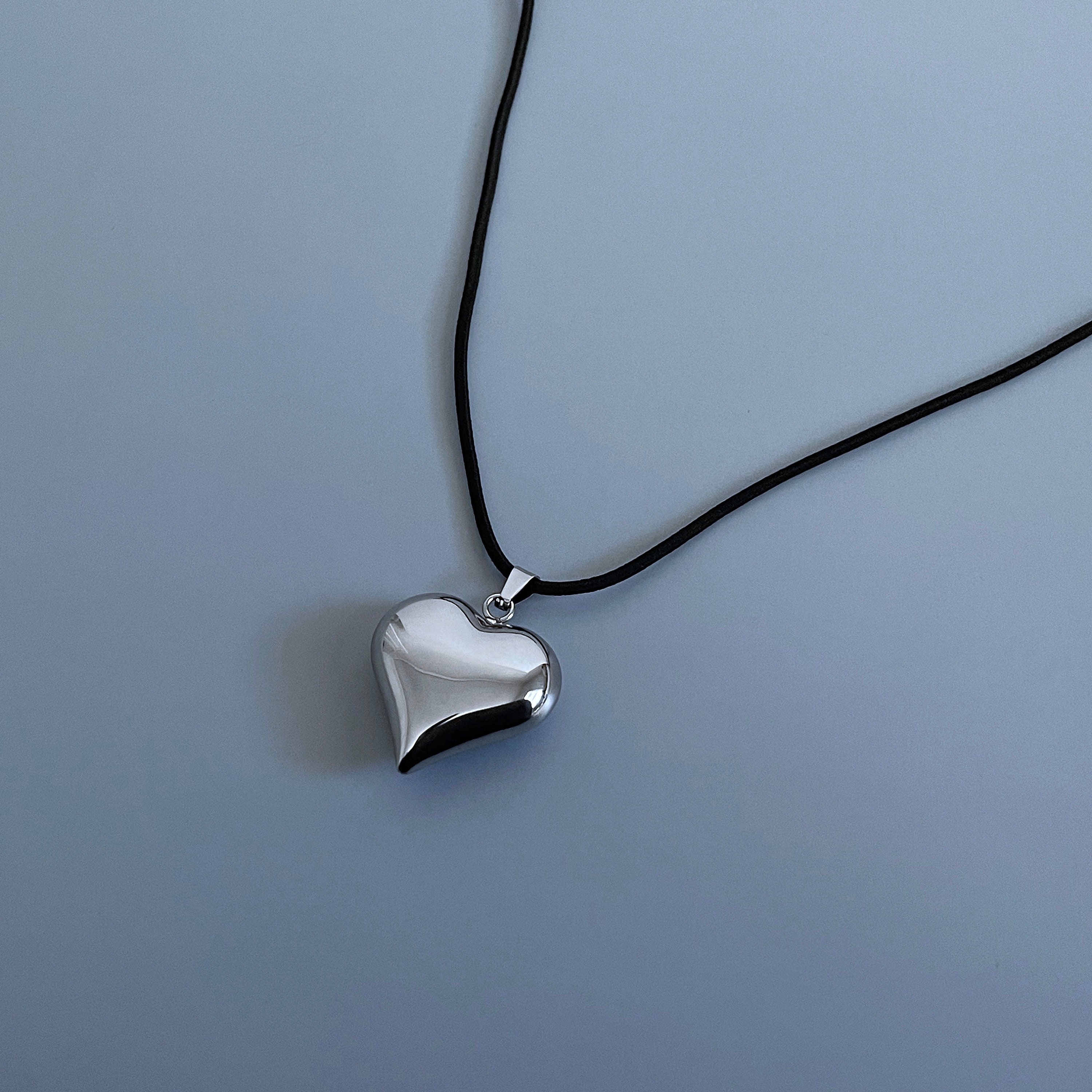 Puffed Heart String Necklace Black Cord Long Wrap Tie Choker - Etsy