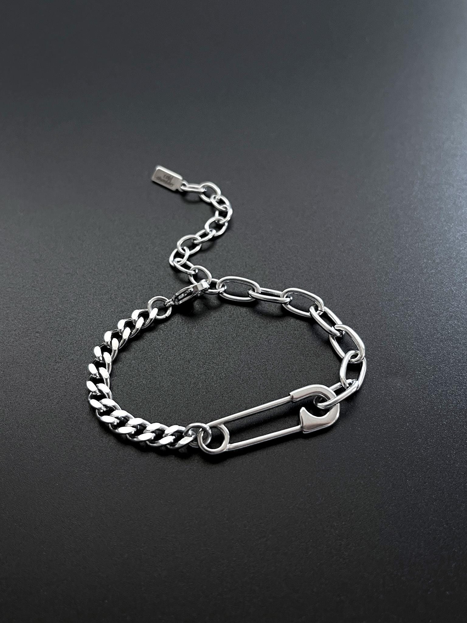 Stainless Steel Safety Pin Chain Bracelet: Handmade Tarnish-proof ...