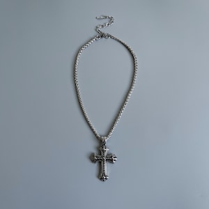 Chunky Gothic Cross Chain Link Necklace Silver Stainless Steel Y2K ...