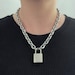 Handmade Stainless Steel Padlock Chain Necklace: Chunky Silver Unisex ...