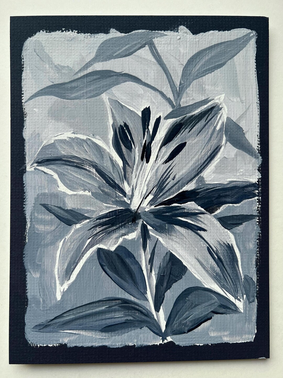 6”x8” Blooming Lily Monochrome Study - Acrylic on Paperboard - Original ...