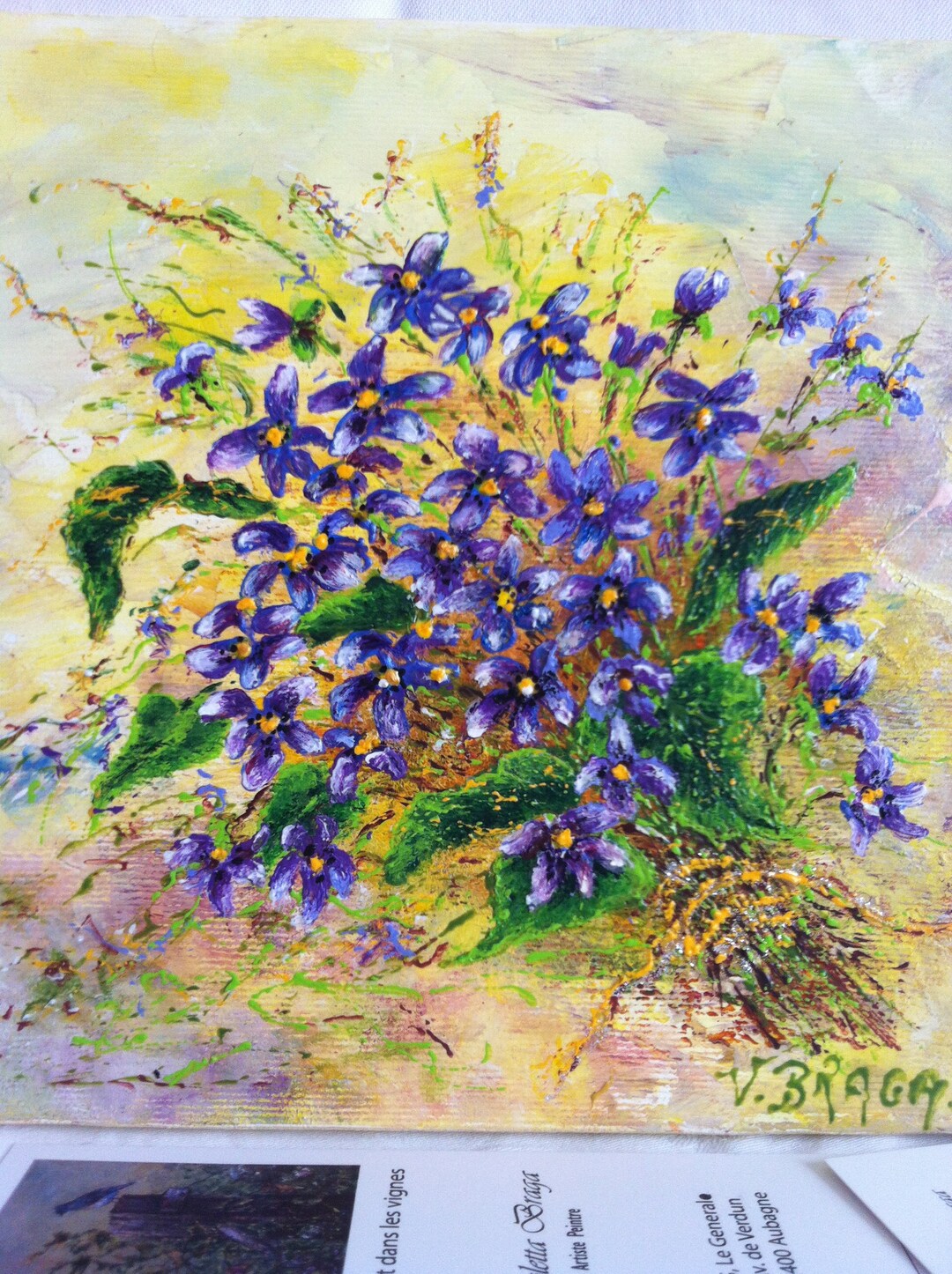 Painting of Violets - Acrylic on Canvas - Blue Flowers From the Garden ...