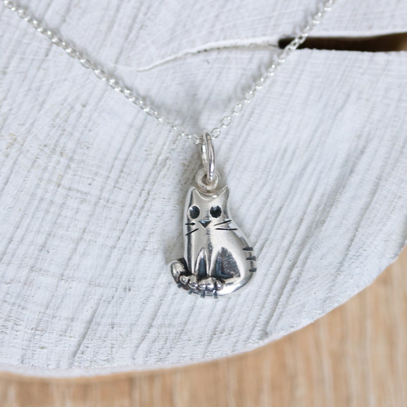 Sterling Silver Cat Necklace Cat Lover Gift for Her Kitty - Etsy