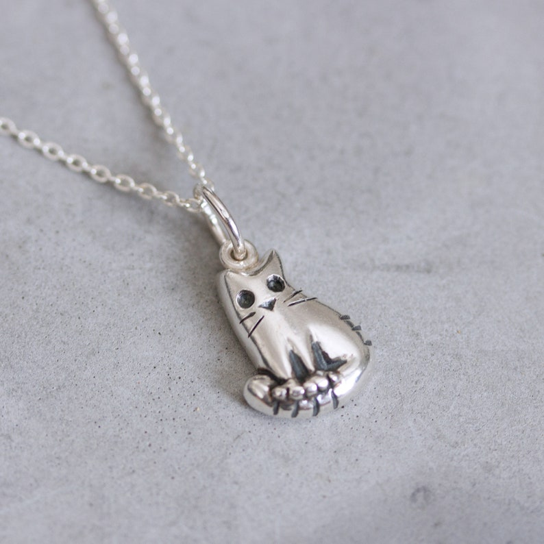 Sterling Silver Cat Necklace Cat Lover Gift for Her Kitty - Etsy