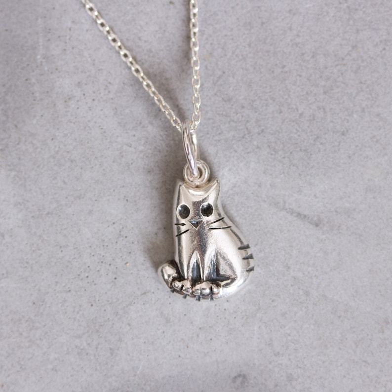 Sterling Silver Cat Necklace Cat Lover Gift for Her Kitty - Etsy