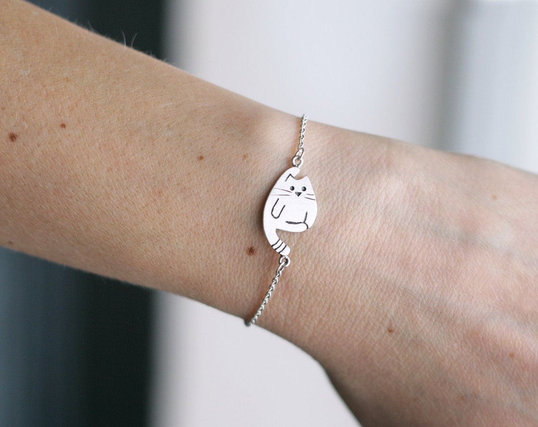 Cat Bracelet Cat Lover Gift Cat Jewelry Cat Charm Animal Bracelet ...