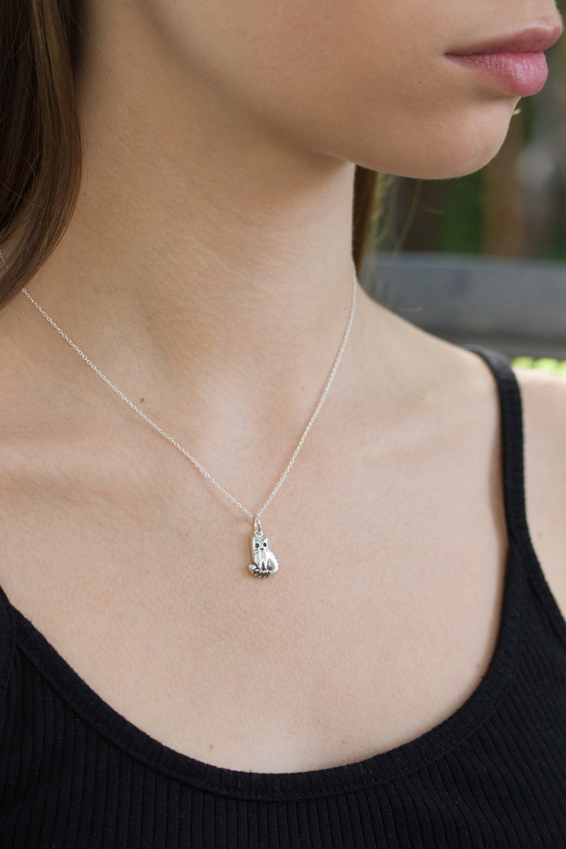 Sterling Silver Cat Necklace Cat Lover Gift for Her Kitty - Etsy