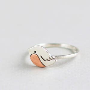 Silver Ring Little Bird, Bird Ring, Love Bird Ring, Robin Bird, Tiny ...