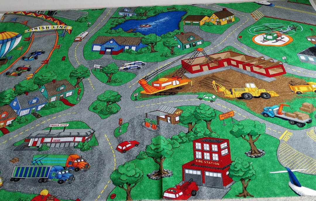 Kids Street Map Rug, Gray Cotton Playmat (32x43) - Etsy