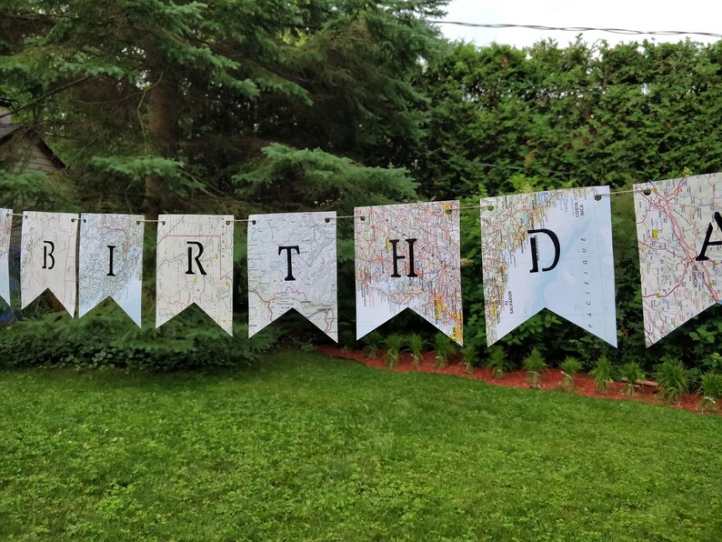 Happy Birthday Map Atlas Garland /happy Birthday Map - Etsy