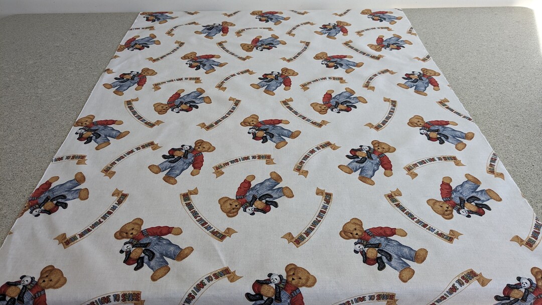 Soft Cotton Daisy Kingdom Blue Jean Teddy Fabric Panel/cotton Fabric ...