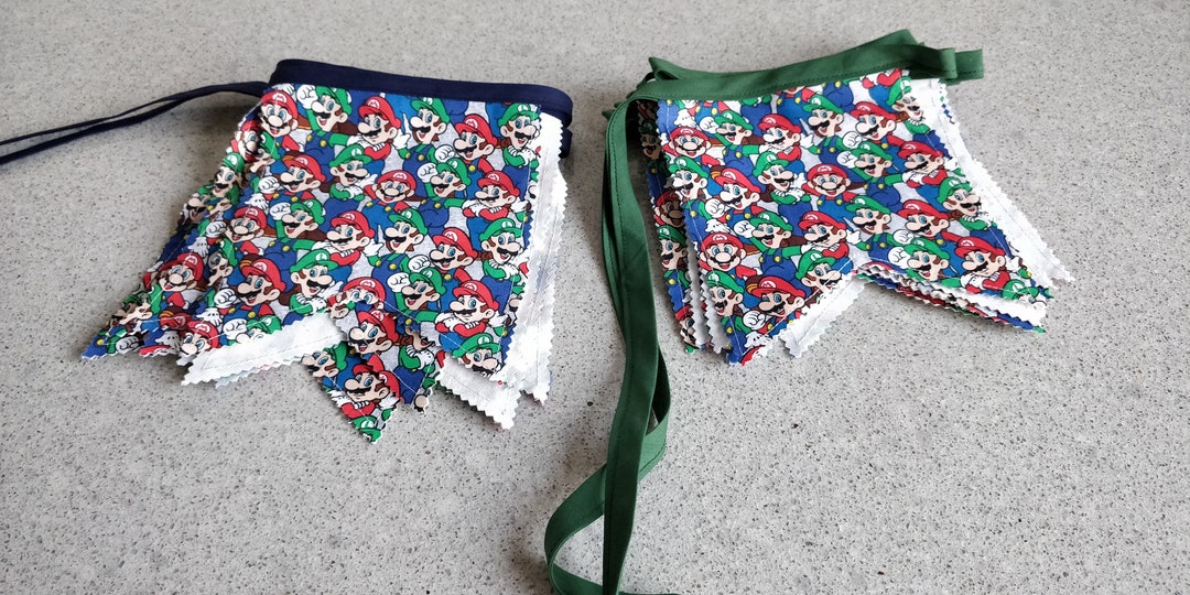 12 Flags Super Mario & Luigi Double Sided Garland Quality Organic ...