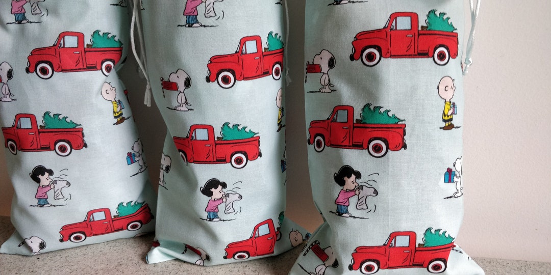 Snoopy and Friends Christmas Gift Bags/ Organic Cotton Snoopy Reusable ...