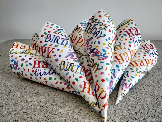 Set of 15 or More Happy Birthday Pattern Empty Cones for - Etsy
