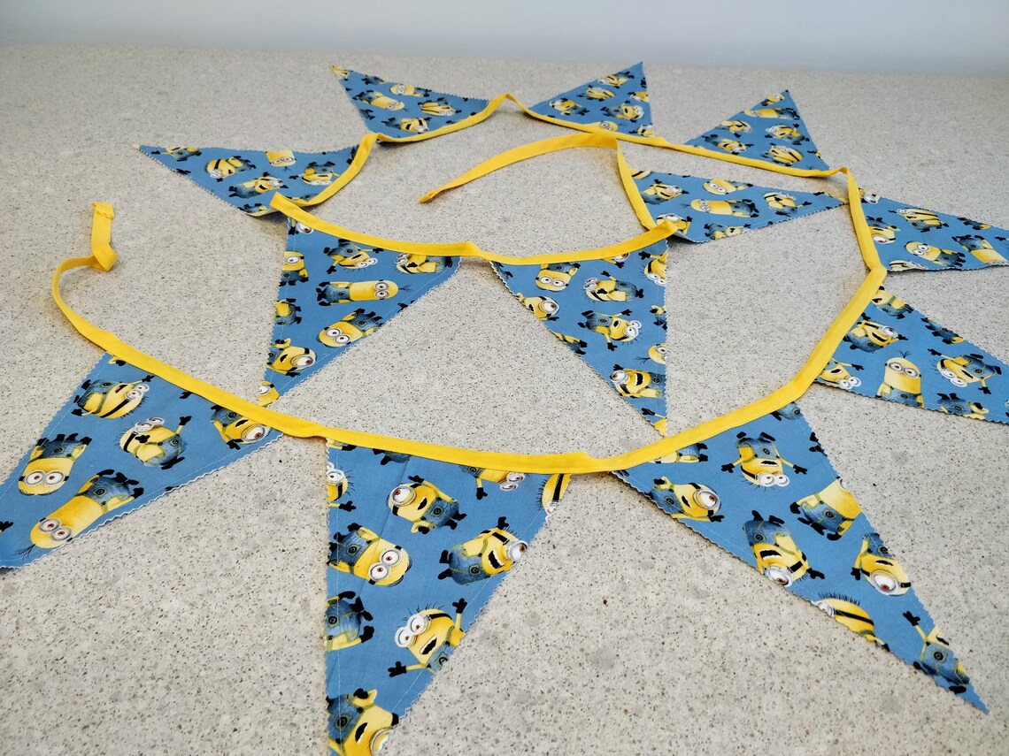12 Flags Double Sided Bunting Minion Print Quality | Etsy