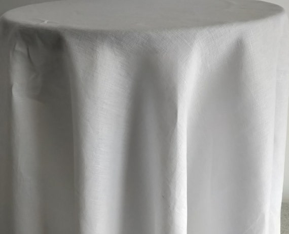 70 Luxury Round White Linen and Lace Tablecloth /70 Inch - Etsy