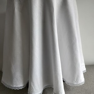 70" Luxury Round White Linen and Lace Tablecloth /70 Inch Diameter ...