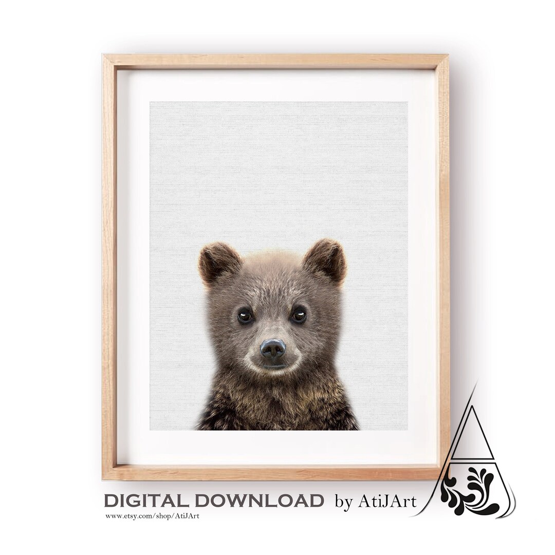 Bear Cub Print, Nursery Wall Art, Woodlands Animal Decor, Kids Room ...