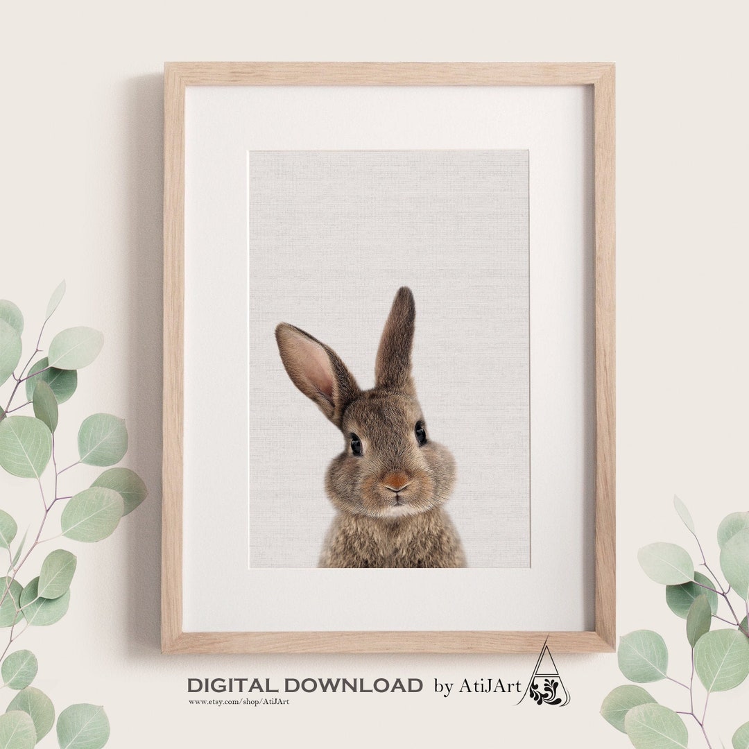 Nursery Animal Print, Rabbit Print Wall Art, Woodlands Nursery Decor ...