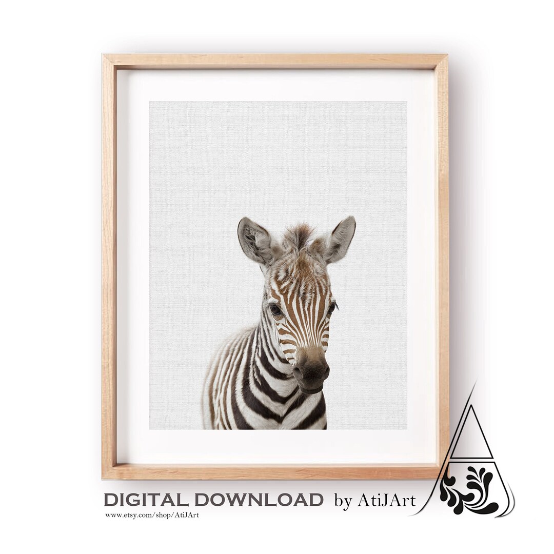 Safari Animals Print, Zebra Wall Art, Woodlands Nursery Decor, Kids ...