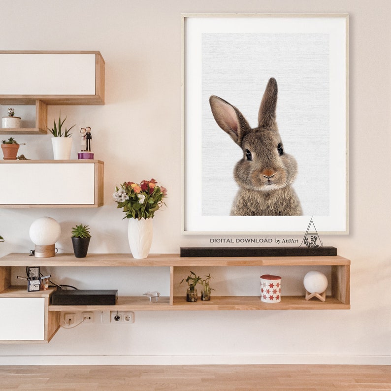 Nursery Animal print Rabbit Print Wall Art Woodlands Nursery | Etsy