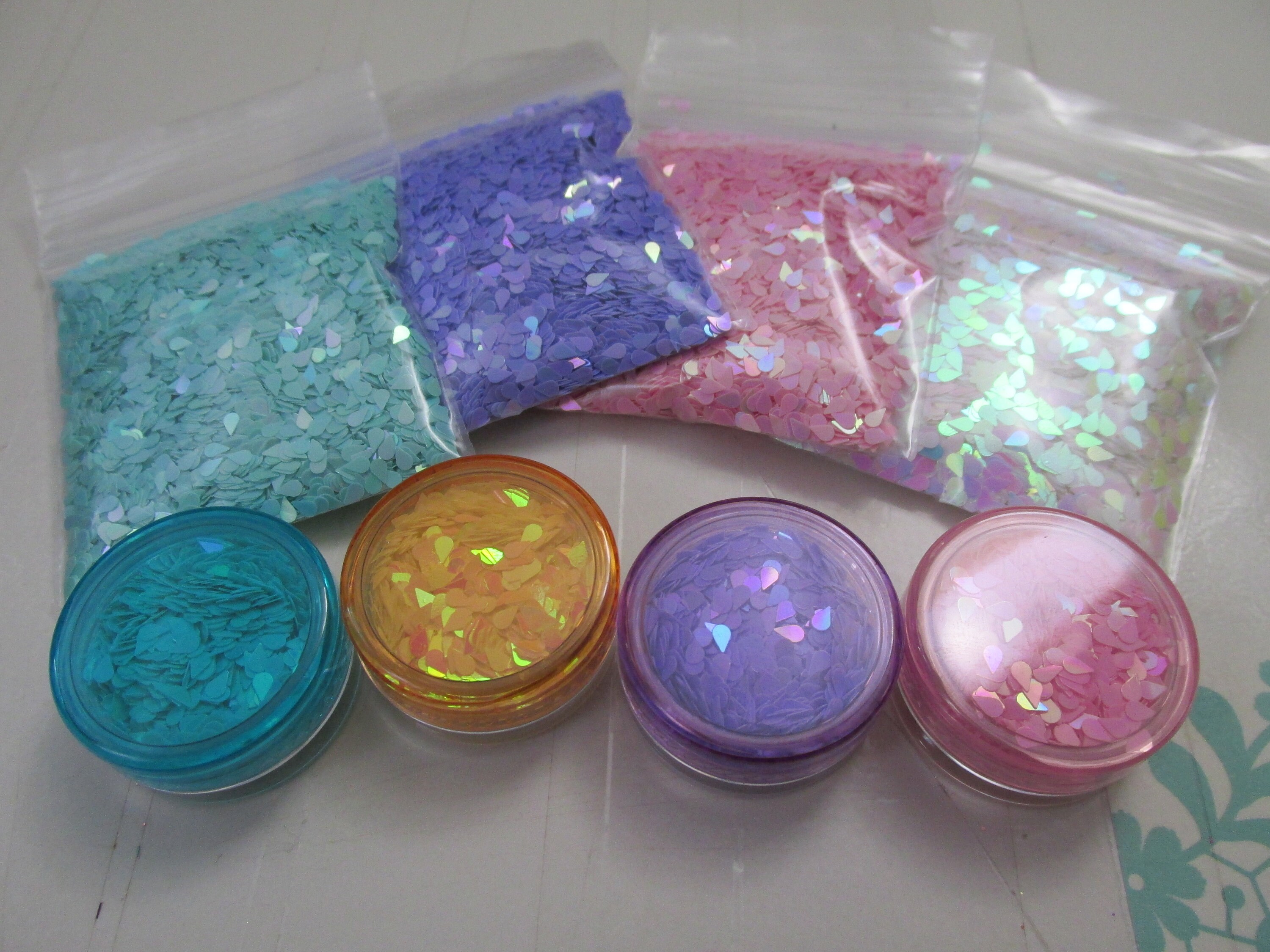 Raindrop droplet glitter shape spangles for nail and craft | Etsy