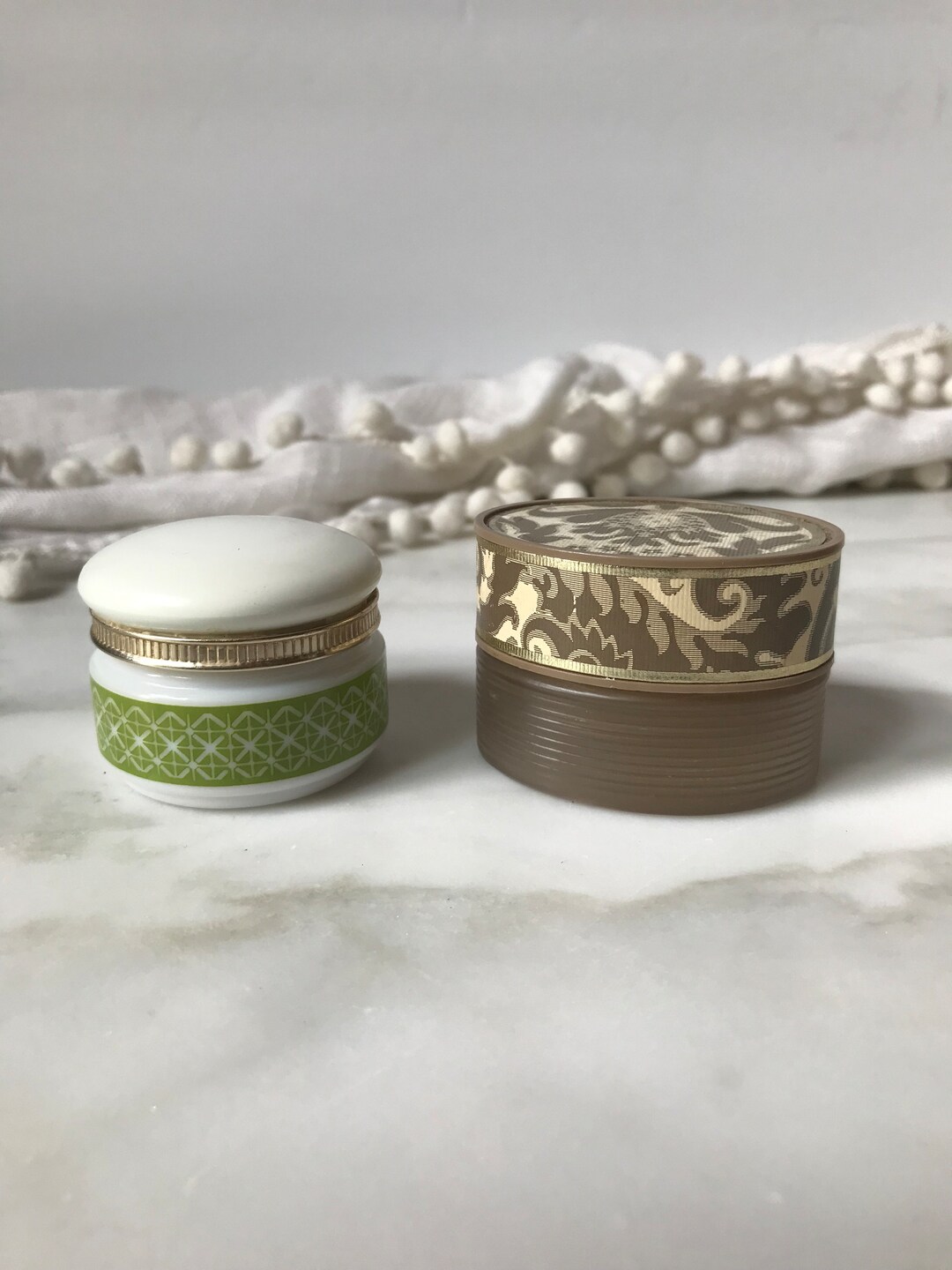 Vintage AVON Cream Sachet Jars / Somewhere & Brocade Fragrance / Set of ...