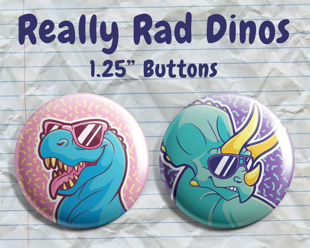Really Rad Dinosaur Buttons 1.25 - Etsy