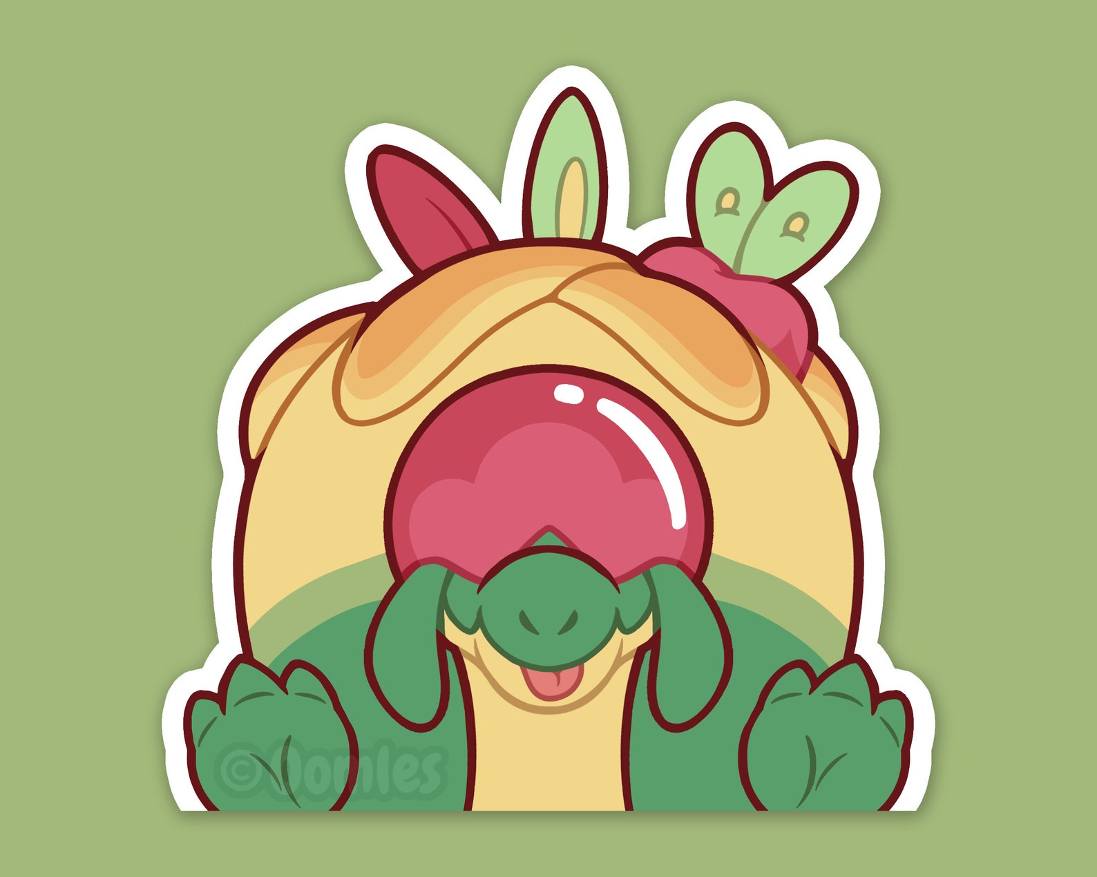 Apple Dragon Peeker / Peekaboo Sticker - Etsy