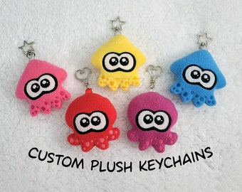 Squid and Octopus Keyring - Inspired by Splatoon - Pearl and Marina - Etsy
