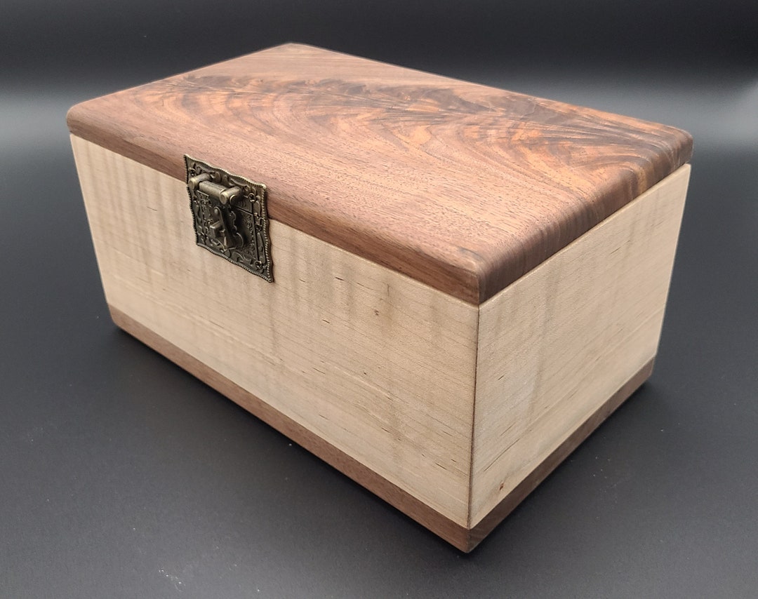 Handmade Black Walnut and Curly Maple Keepsake Box - Elegant Family ...