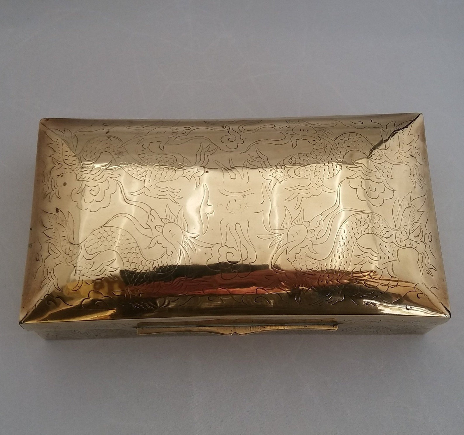 Brass Cigarette Box Engraved Brass and Cedar Lined Trinket - Etsy