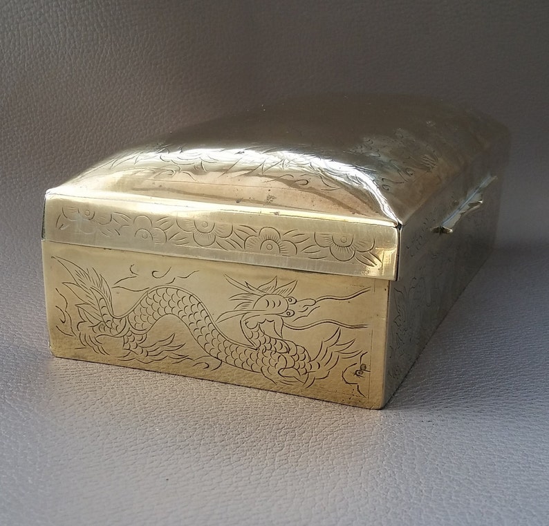 Brass Cigarette Box Engraved Brass and Cedar Lined Trinket - Etsy