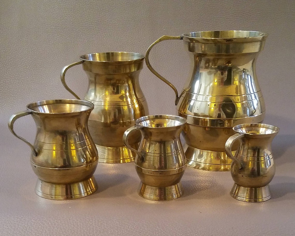Vintage Brass Tankards Brass Tankard Set Brass Ornaments - Etsy
