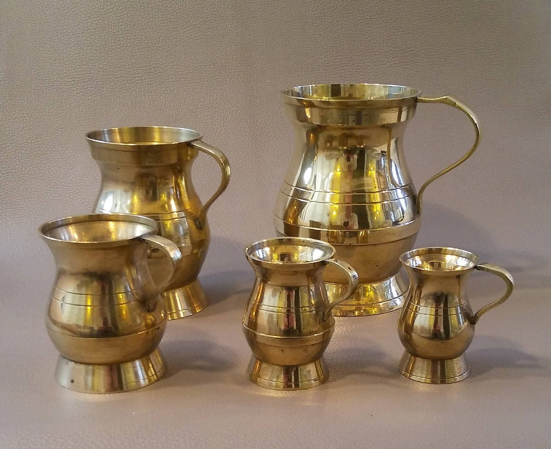 Vintage Brass Tankards, Brass Tankard Set, Brass Ornaments, Ornamental ...