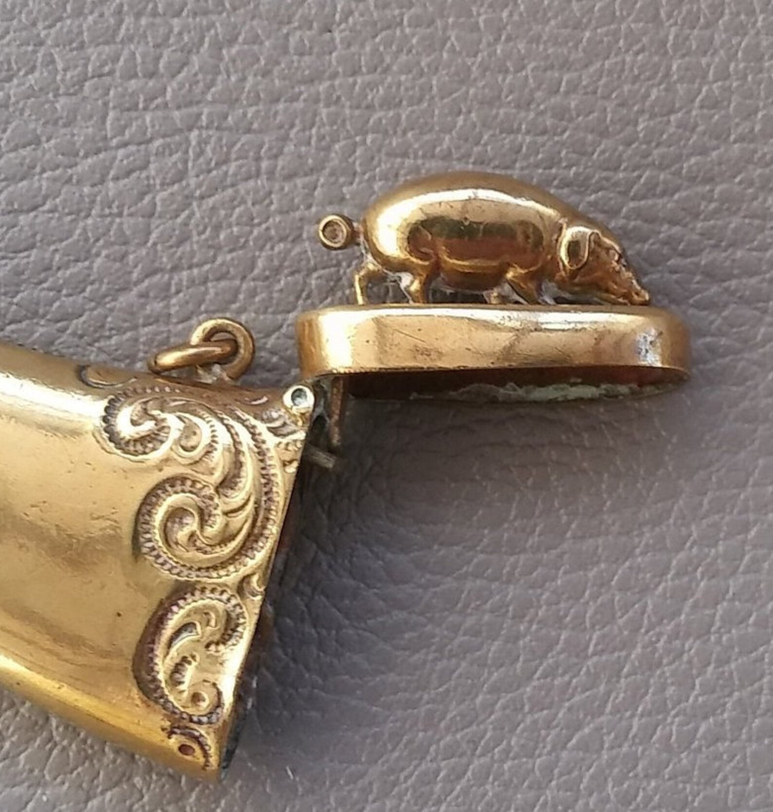 Engraved Brass Vesta Case or Match Case Tusk Shaped With a - Etsy