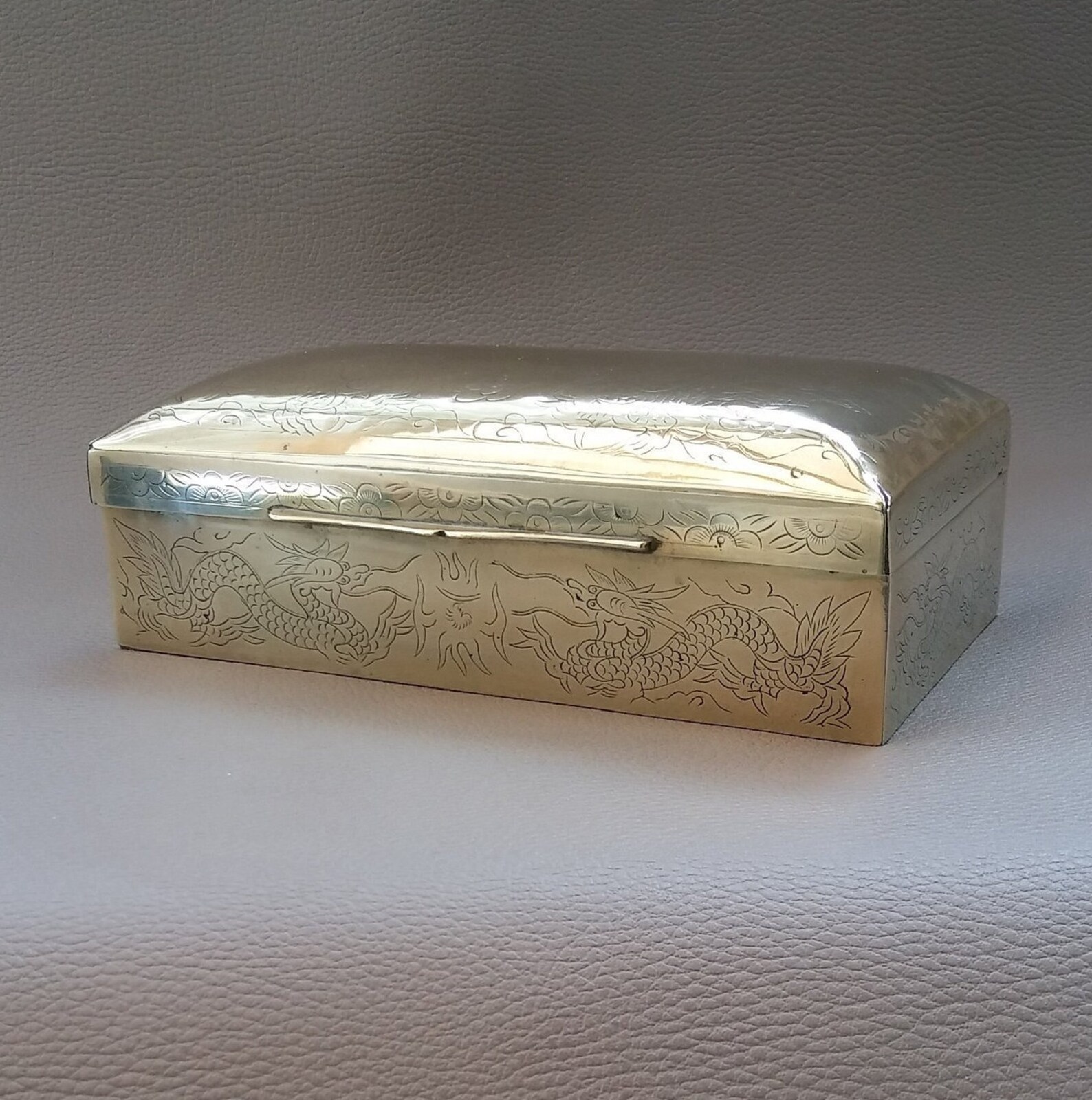 Brass Cigarette Box Engraved Brass and Cedar Lined Trinket - Etsy