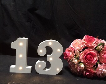 Wooden Marquee number 15 sign Freestanding white light up | Etsy