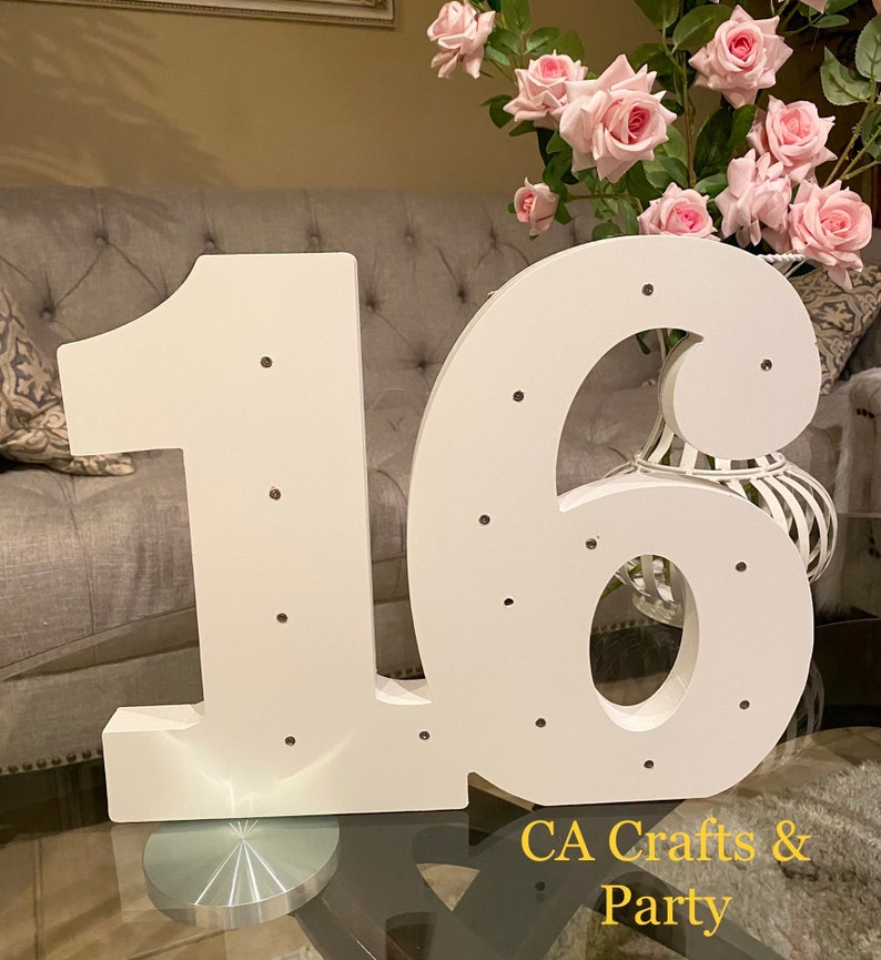 Large Wooden Marquee Number 16 Sign 11.4 Inch Freestanding - Etsy