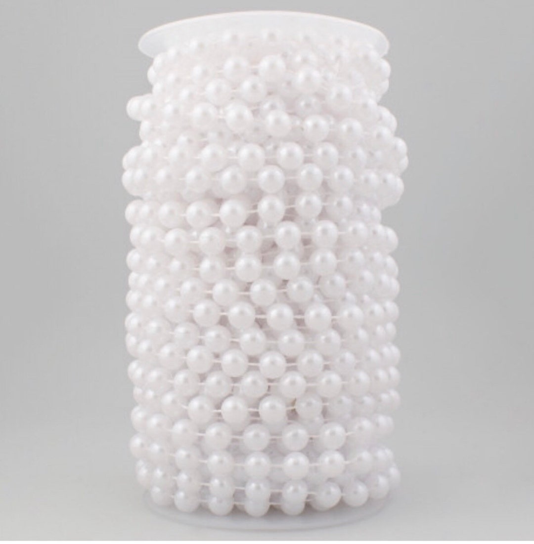 22 Yards 10mm White Plastic Faux Pearl String Round Pearl Beaded ...