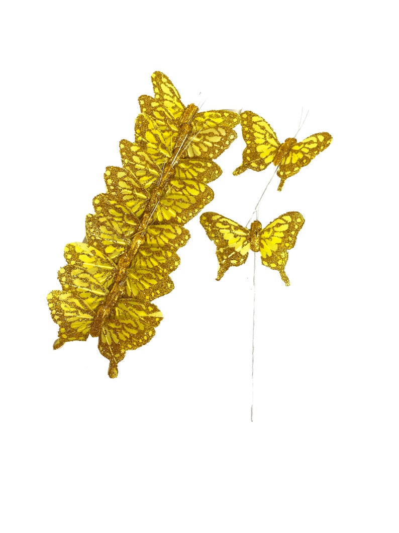 12 Gold Monarch Butterflies 2inch Artificial Gold Feather - Etsy