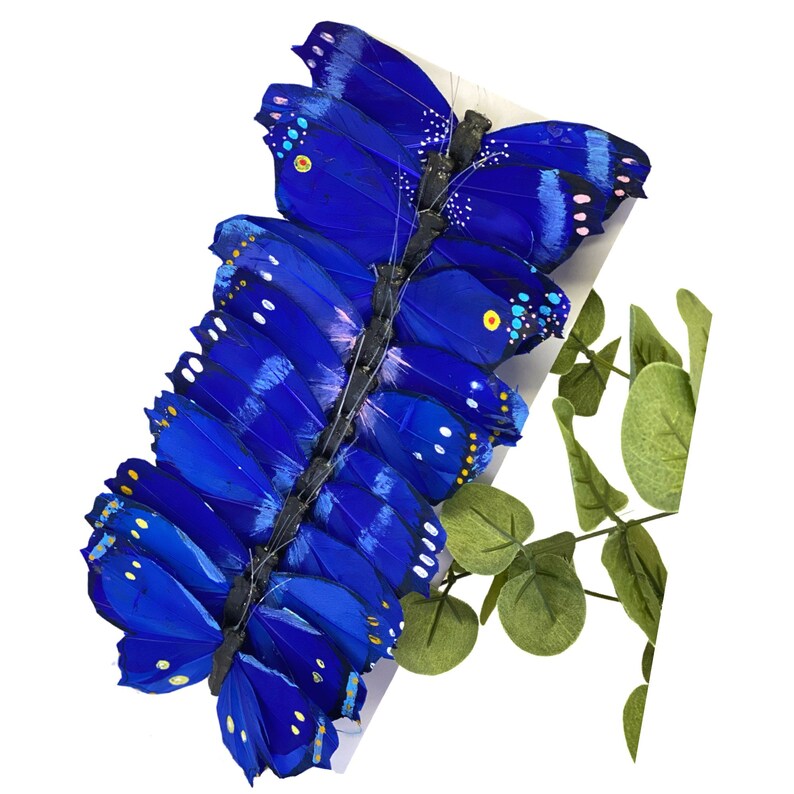 12 Large Blue Feather Monarch Butterflies 5inch Dark Blue - Etsy