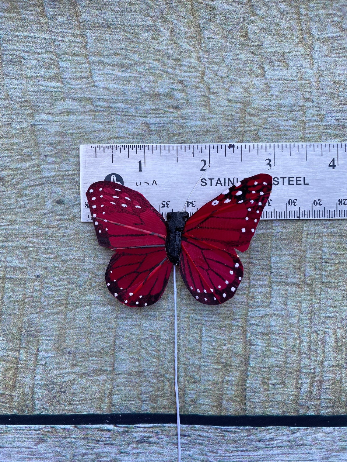 12 Feather Red Monarch Butterflies 3inch Artificial Feather | Etsy
