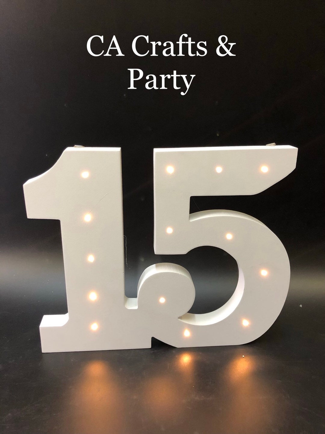 Large Wooden Marquee Number 15 Sign 11.4 Inch Freestanding Light up ...